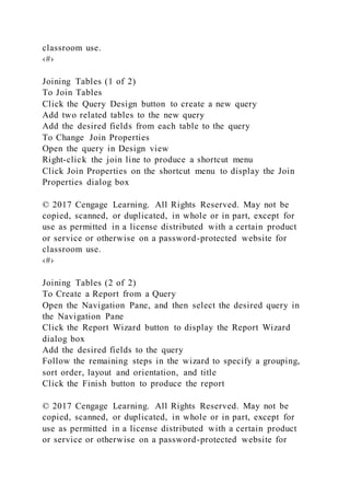 Shelly cashman microsoft access 2016 module 2 querying a dat | PDF