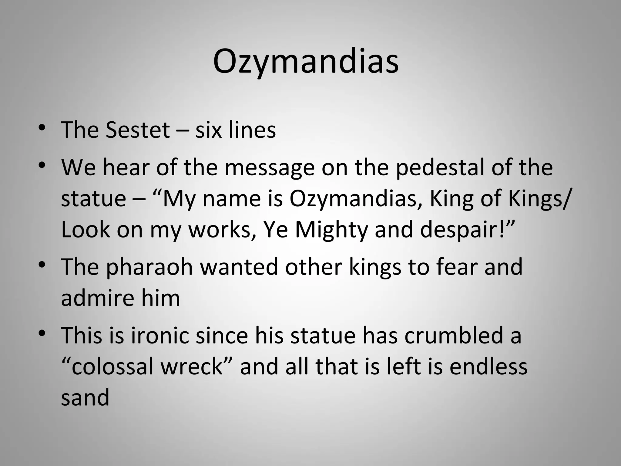 Ozymandias - in class notes | PPT