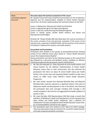 School Health Education Lesson Plan Report, Doti 2015_deepak | PDF