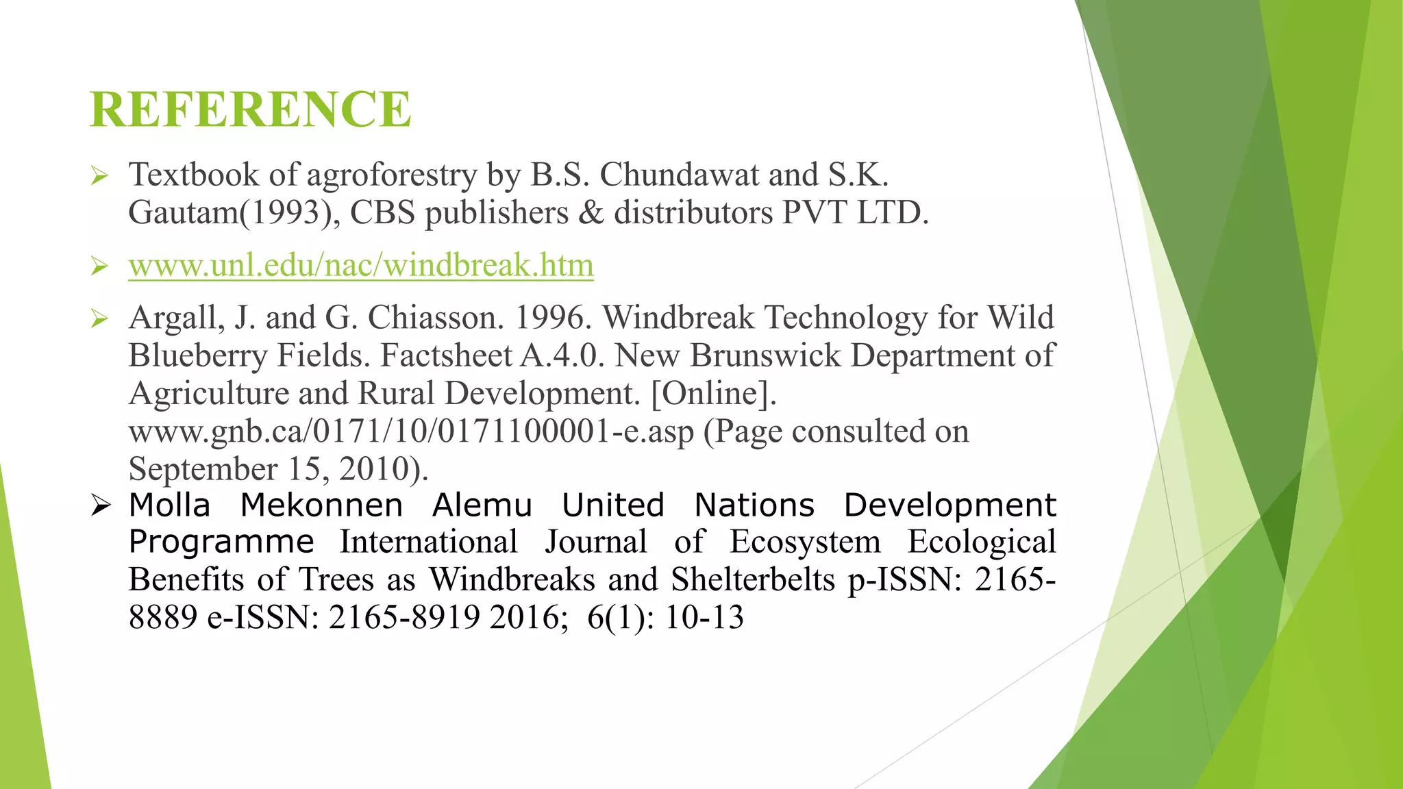 Shelterbelts and windbreaks | PPTX