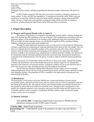 Shelter nfi oxfamproposal | DOCX