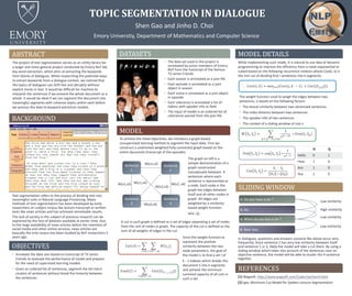 Topic Segmentation in Dialogue | PPT