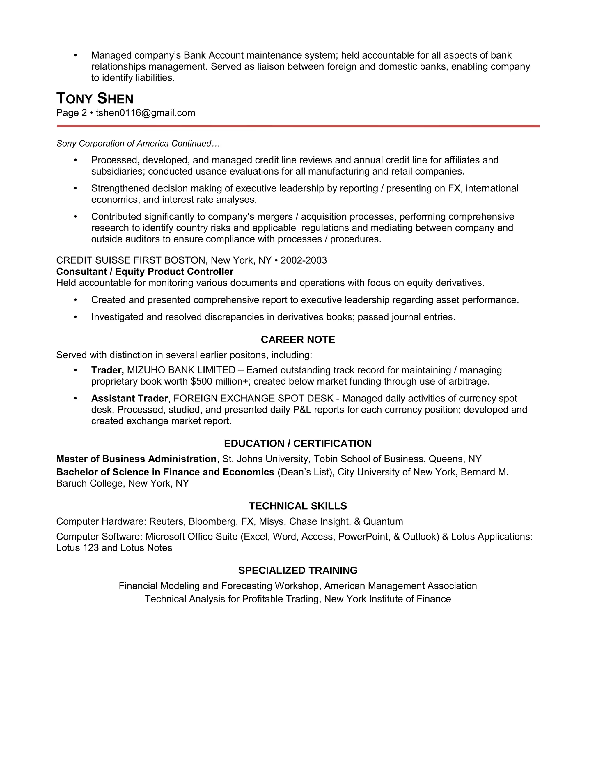 Shen, tony resume1 | PDF