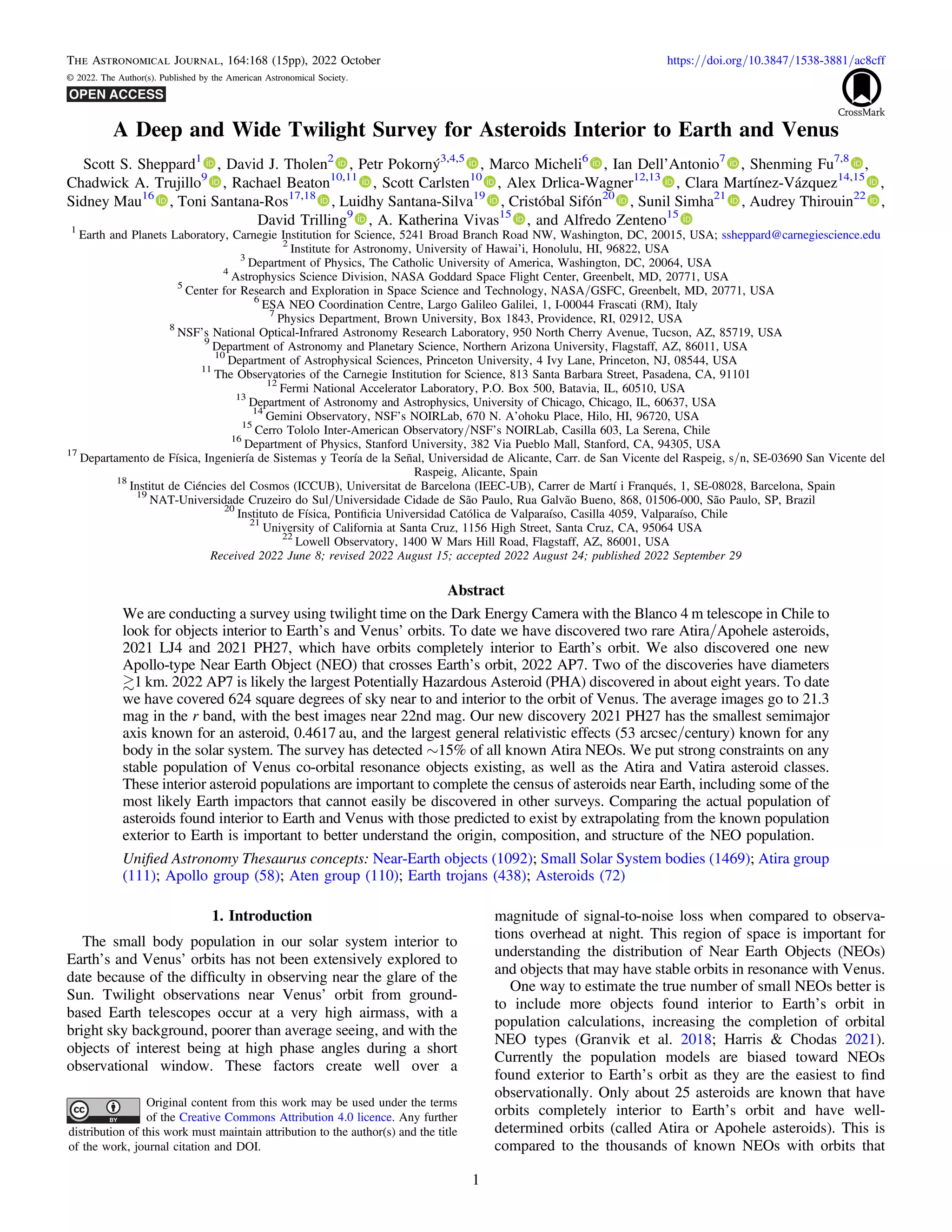 A Deep and Wide Twilight Survey for Asteroids Interior to Earth and ...