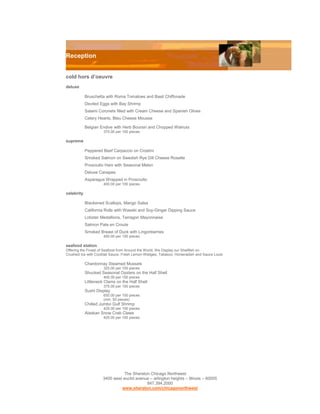 Sheraton Banquet Menus 2009 | PDF