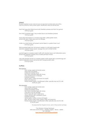 Sheraton Banquet Menus 2009 | PDF