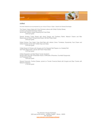 Sheraton Banquet Menus 2009 | PDF