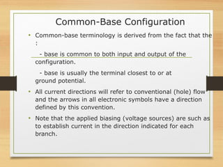 Bjt(common base ,emitter,collector) from university of central punjab | PPT