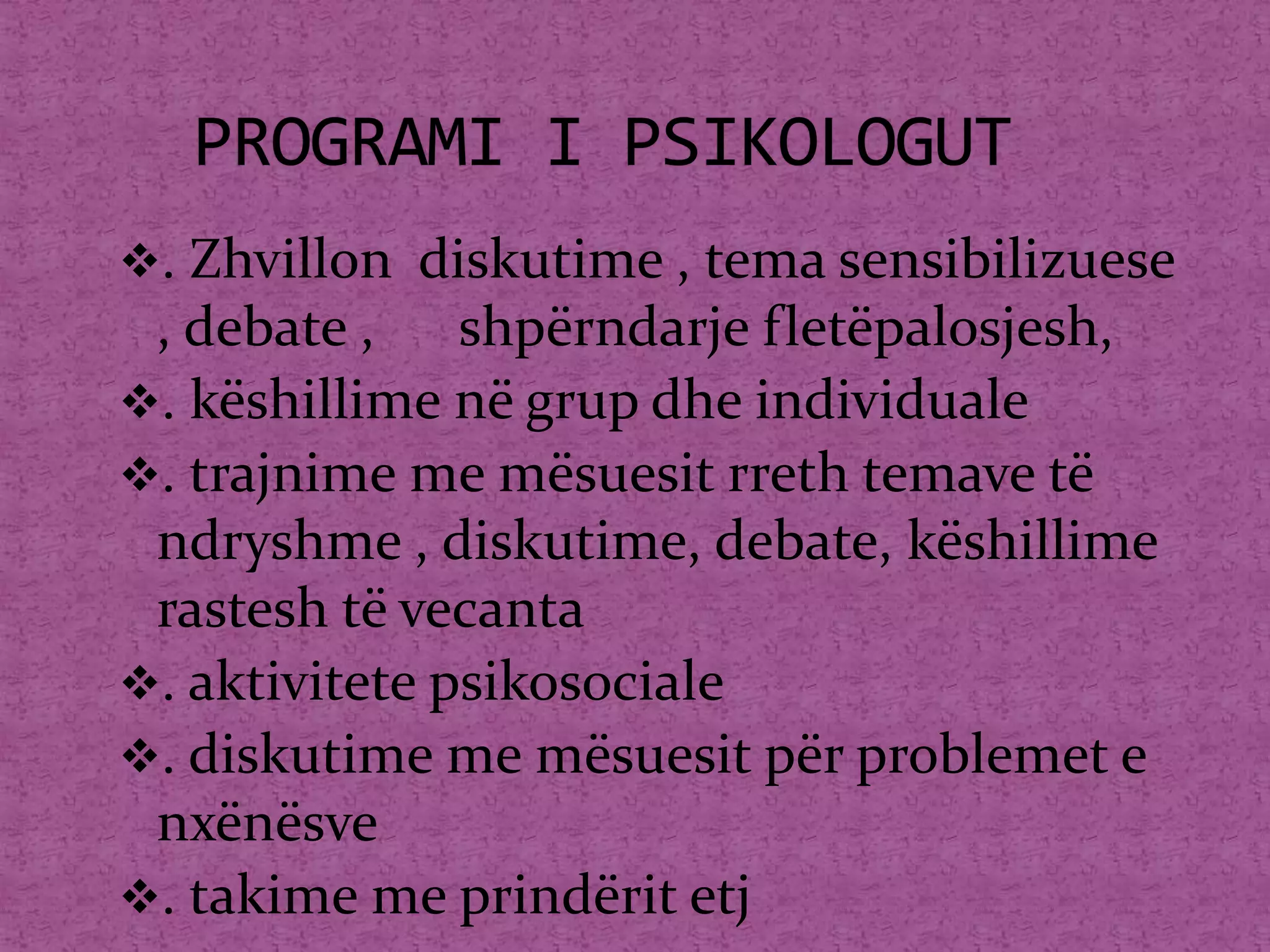 Sherbimi Psikologjik ne shkolle | PPTX
