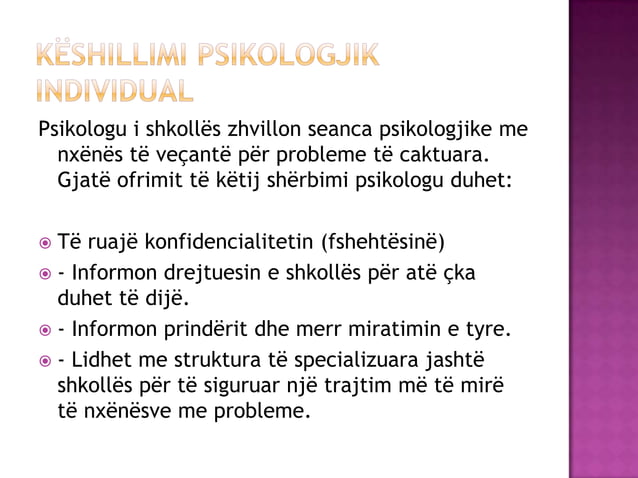 Sherbimi psikologjik ne shkolle | PPTX