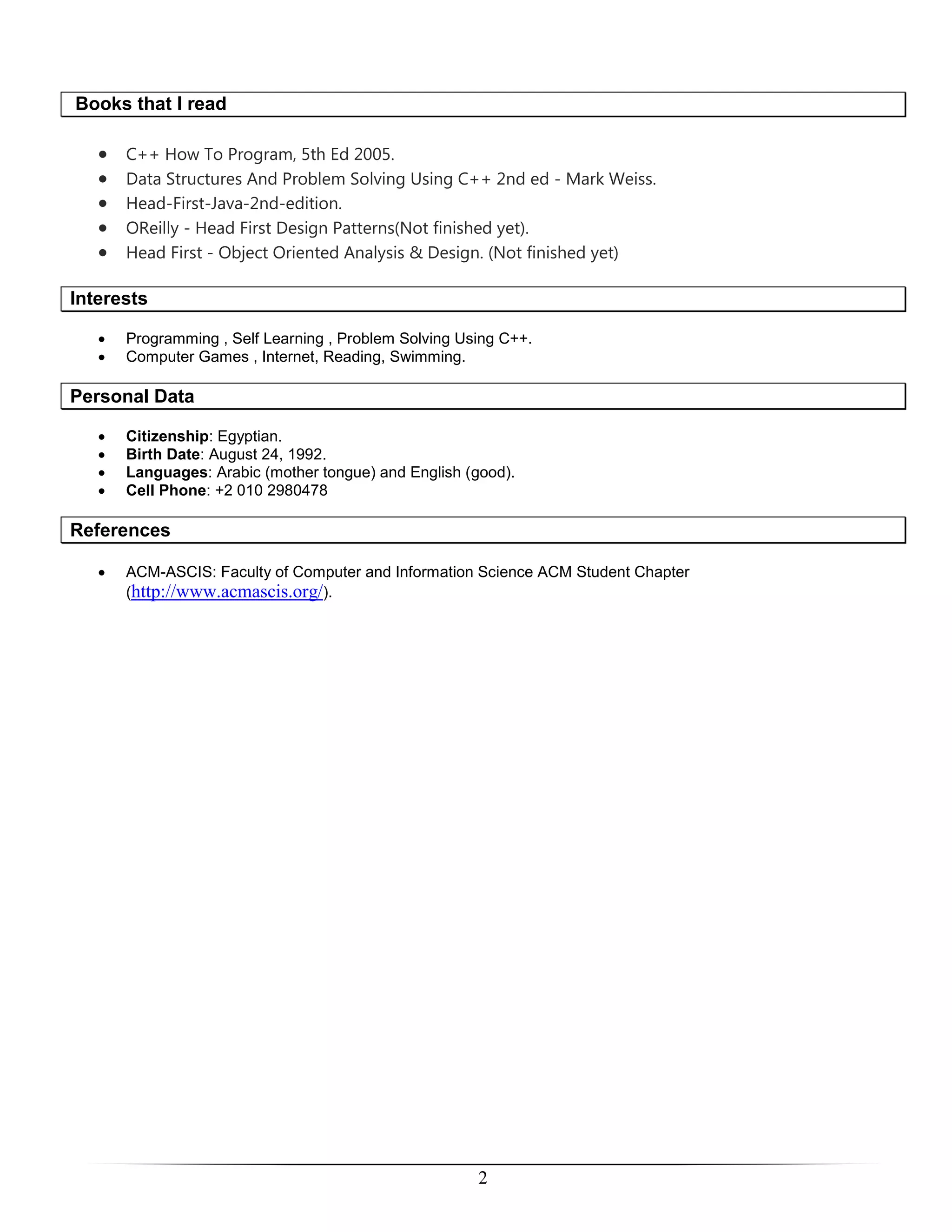 Sherif Diab Resume | PDF | Programming Languages | Computing