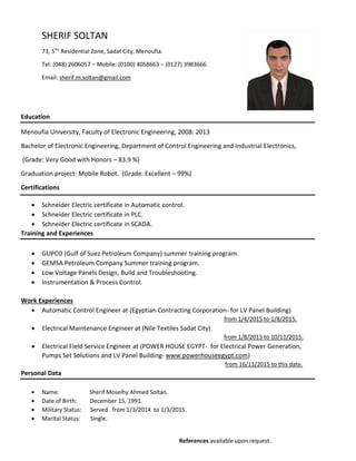 Sherif Soltan CV | PDF