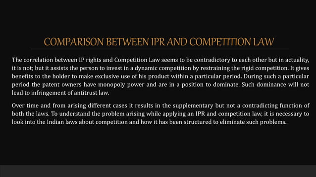 Competition Law and IPR | PPTX | Legal Services Industry | Industries