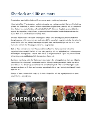 Sherlock and life on mars | DOCX | True Crime | Genres