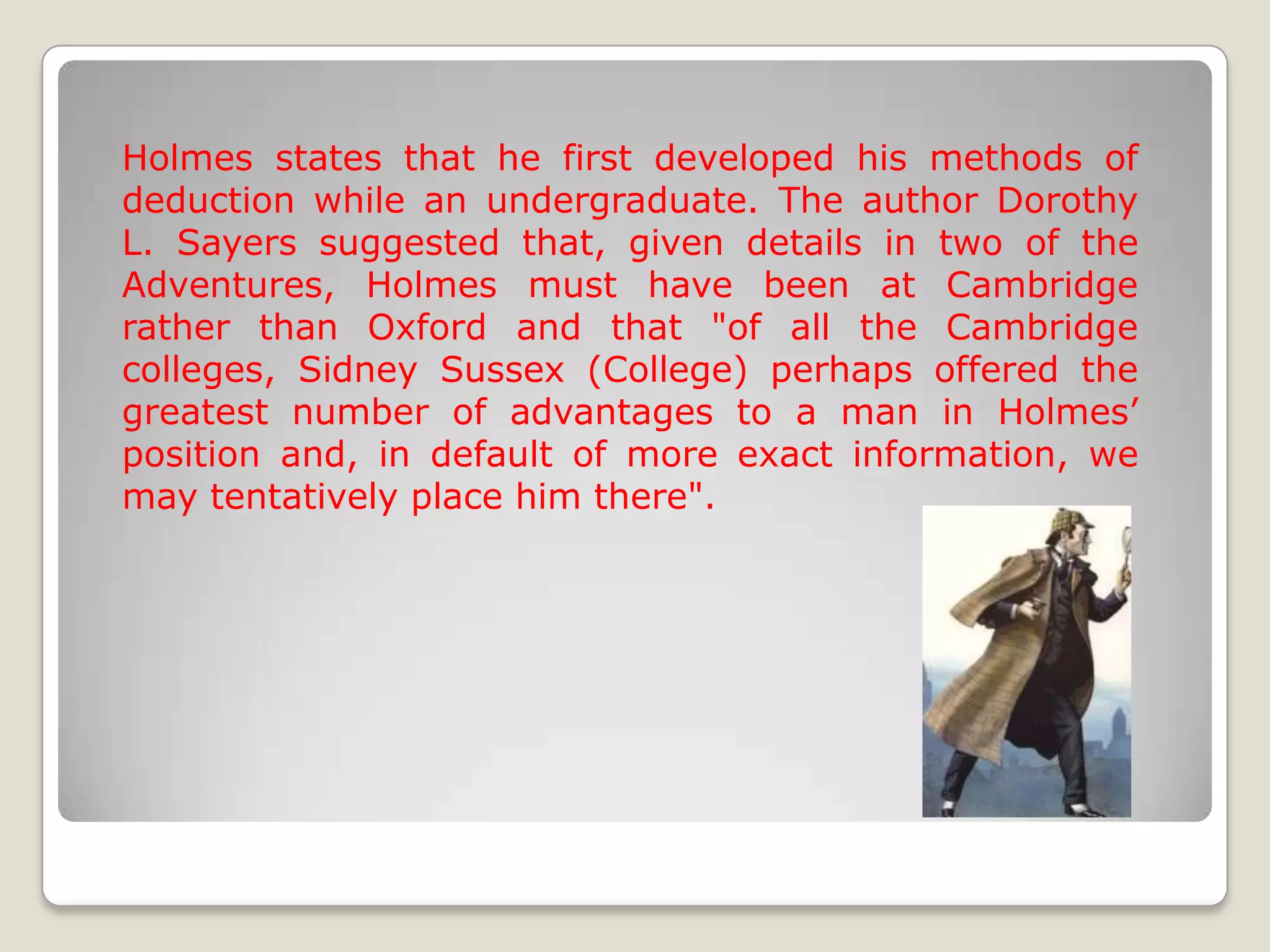 Sherlock holmes! | PPTX | Fiction | Books and Literature