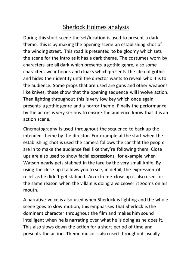 Sherlock holmes analysis | DOCX