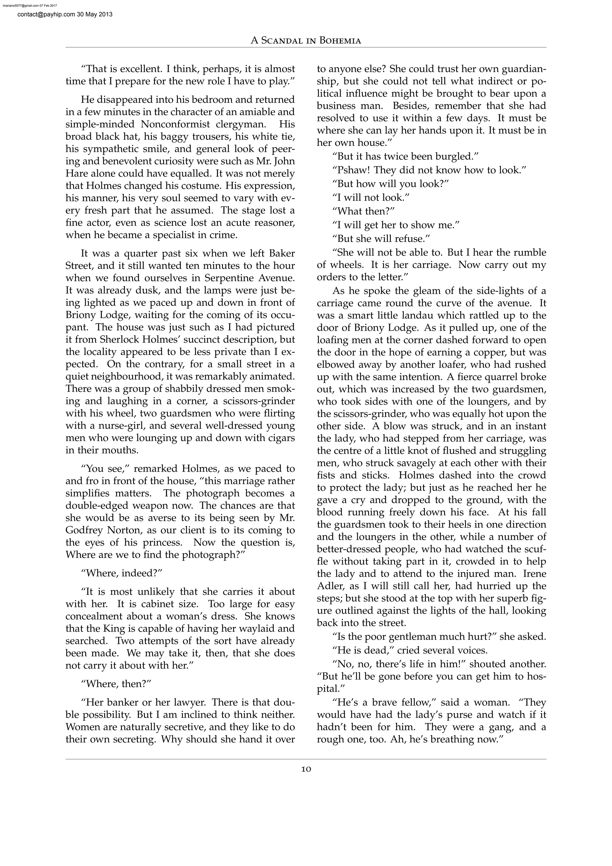 Sherlock holmes a_scandal_in_bohemia (2) | PDF | Romance | Genres