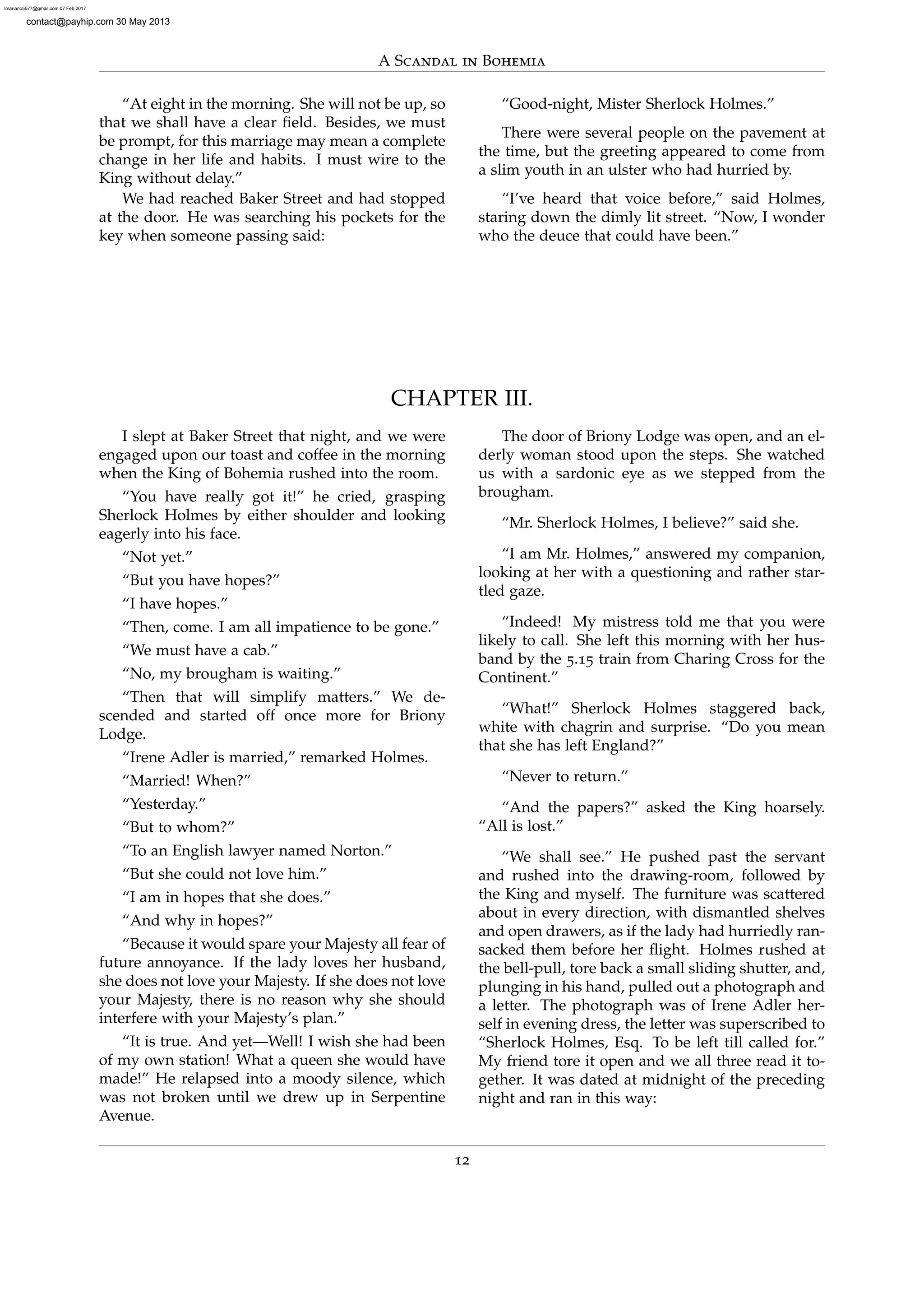 Sherlock holmes a_scandal_in_bohemia (2) | PDF | Romance | Genres