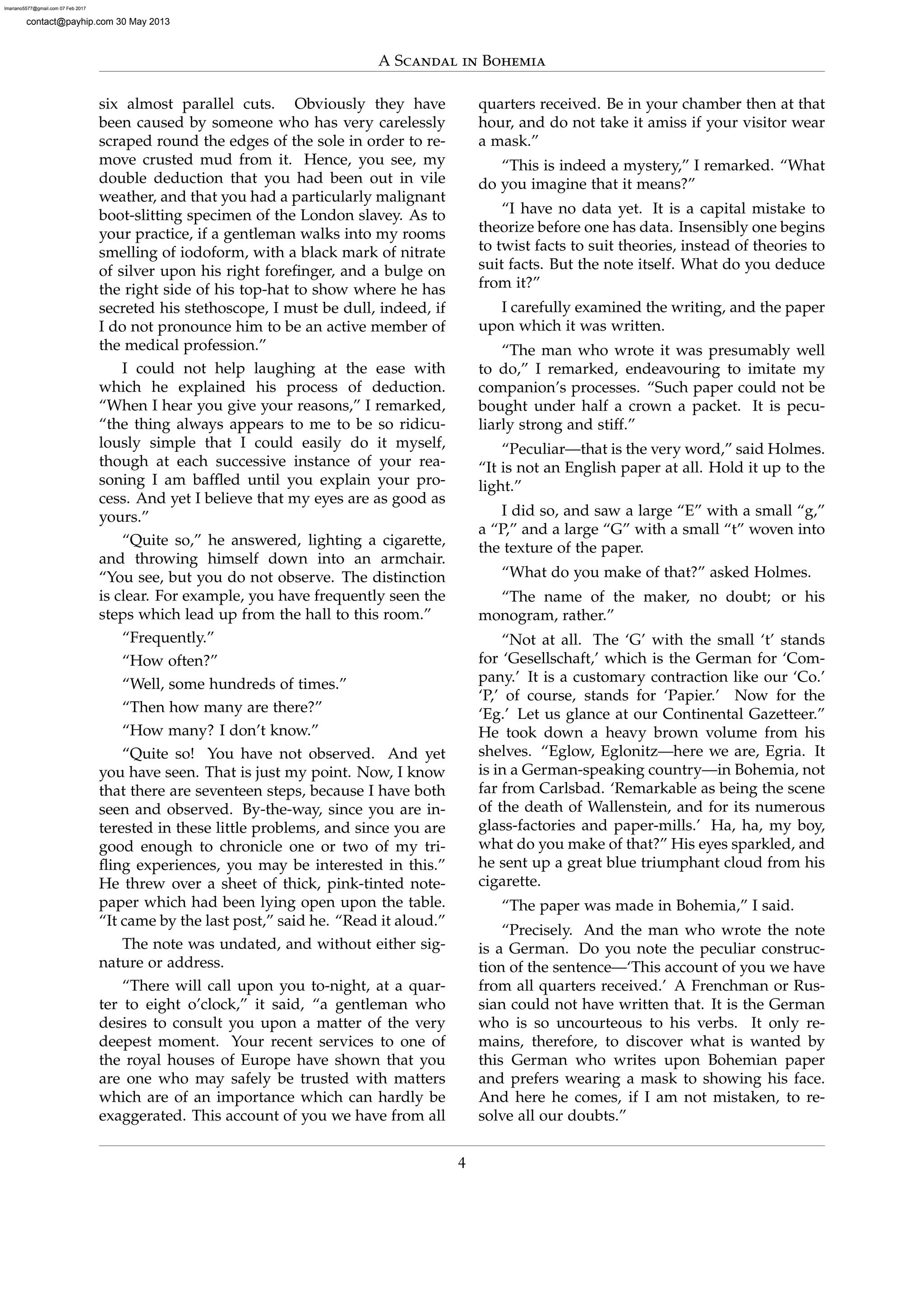 Sherlock holmes a_scandal_in_bohemia (2) | PDF | Romance | Genres