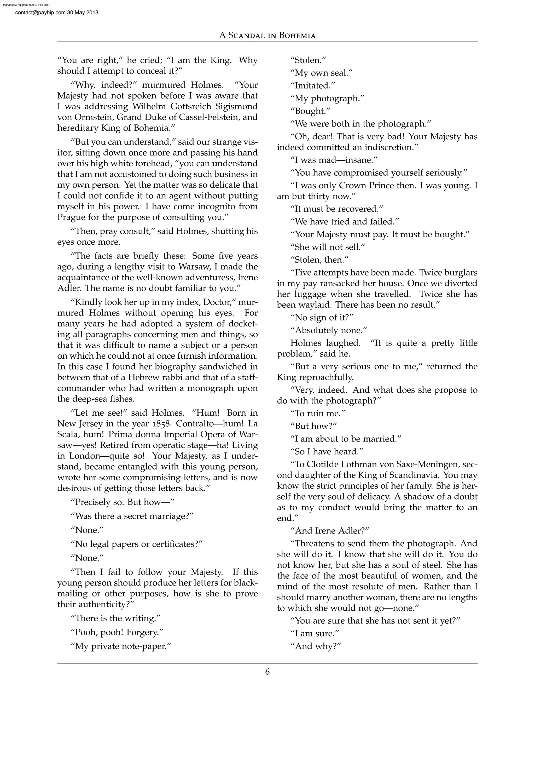 Sherlock holmes a_scandal_in_bohemia (2) | PDF | Romance | Genres