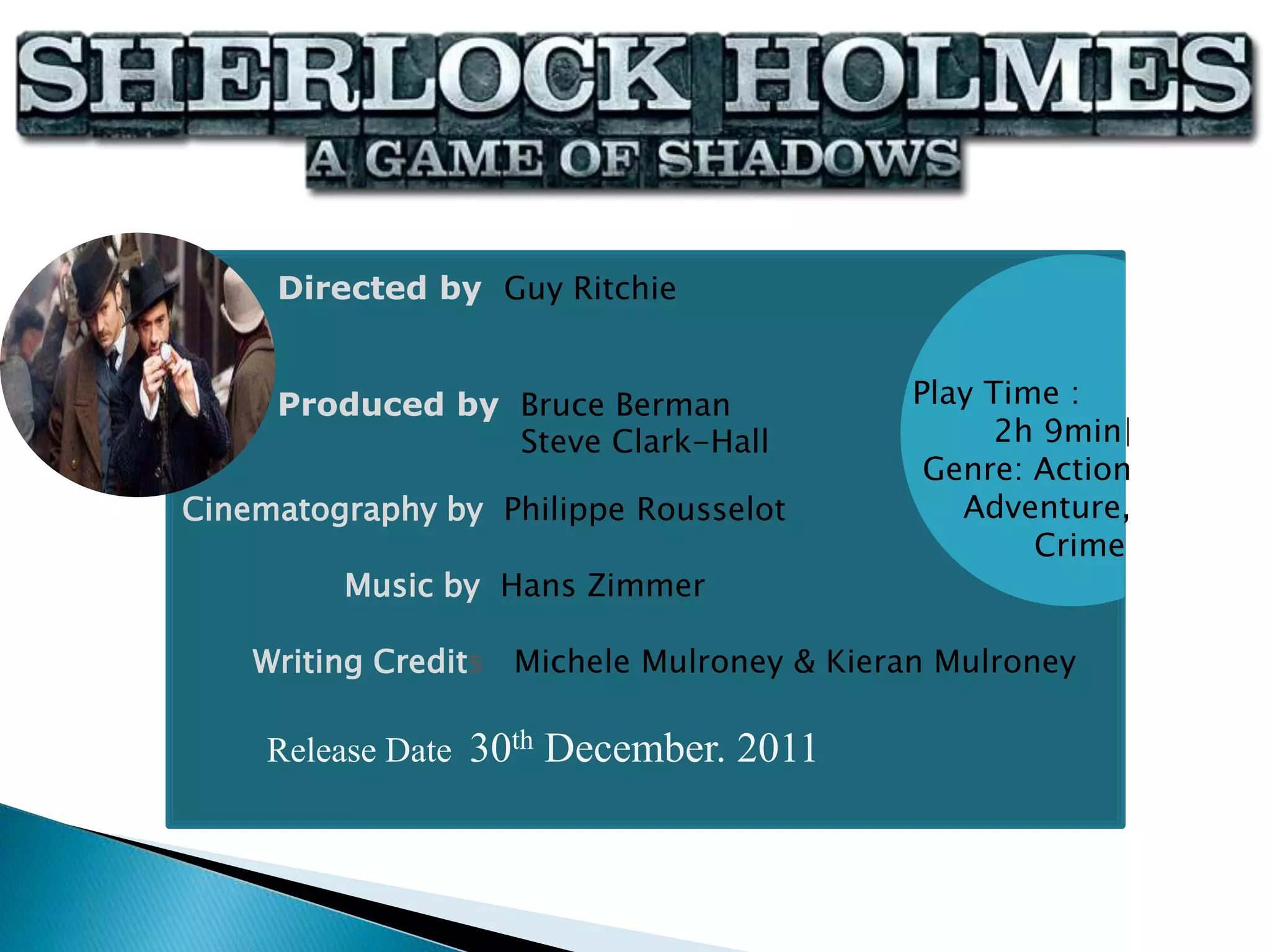 Sherlock Holmes game of shadow Movie powerpoint Presentation | PPTX