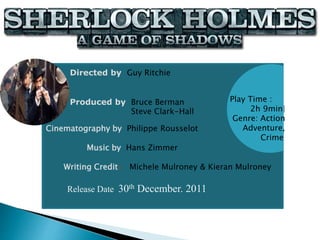 Sherlock Holmes game of shadow Movie powerpoint Presentation | PPTX