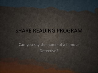 Sherlock holmes intro | PPTX | Fiction | Books and Literature