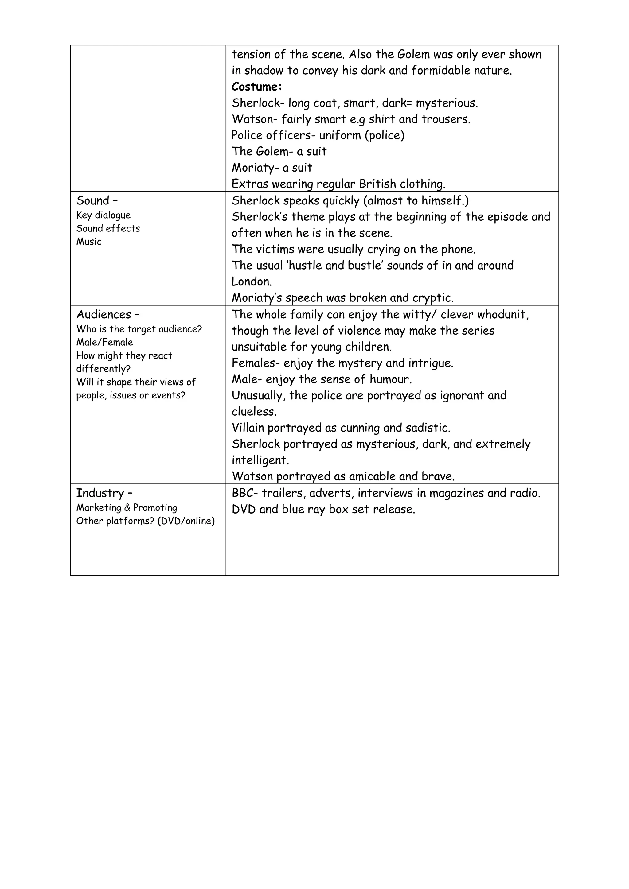 Sherlock Notes | DOCX