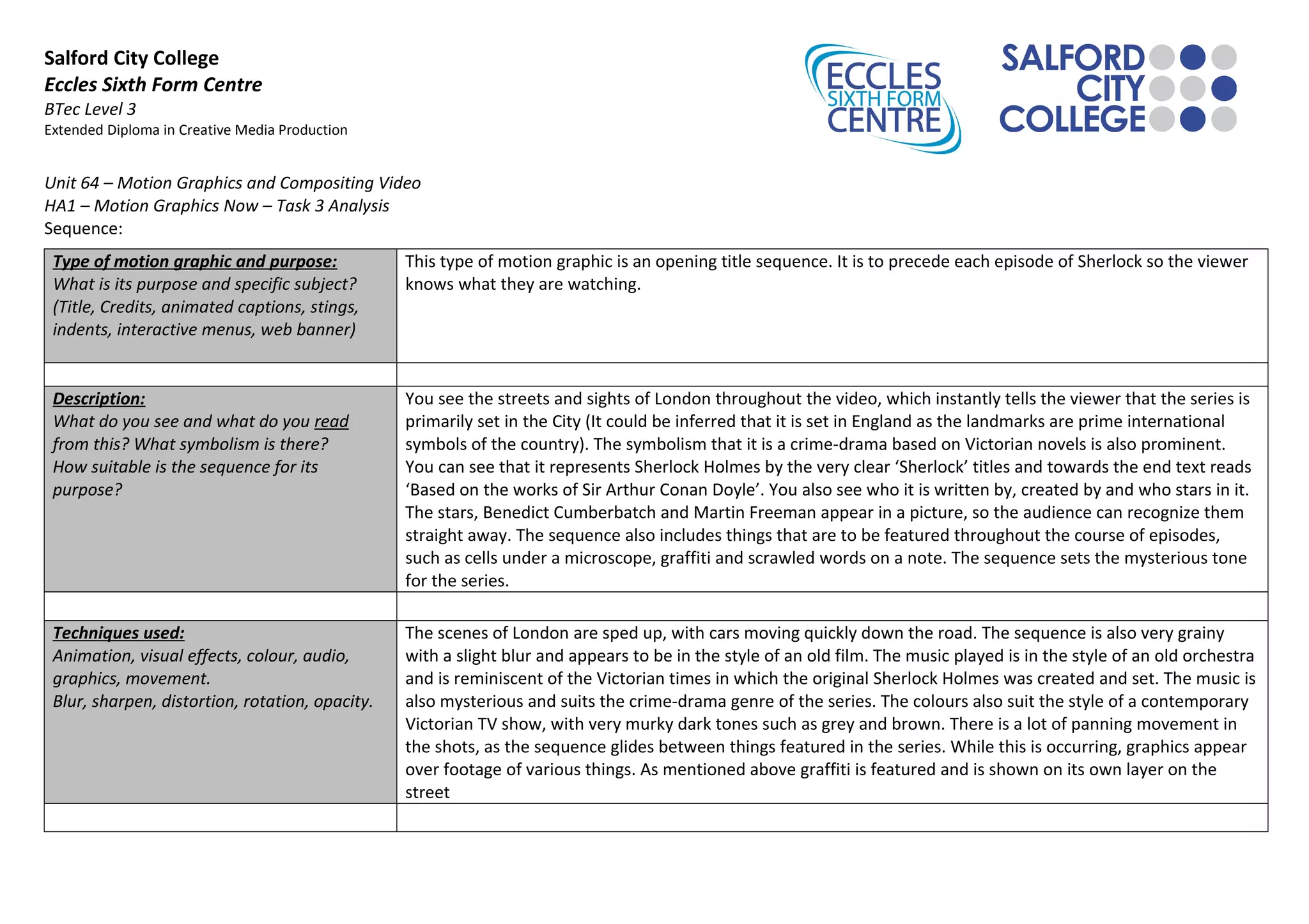 Sherlock opening sequence | DOC