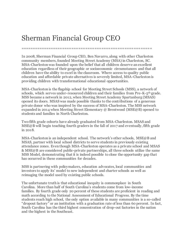 Sherman financial group ceo | PDF