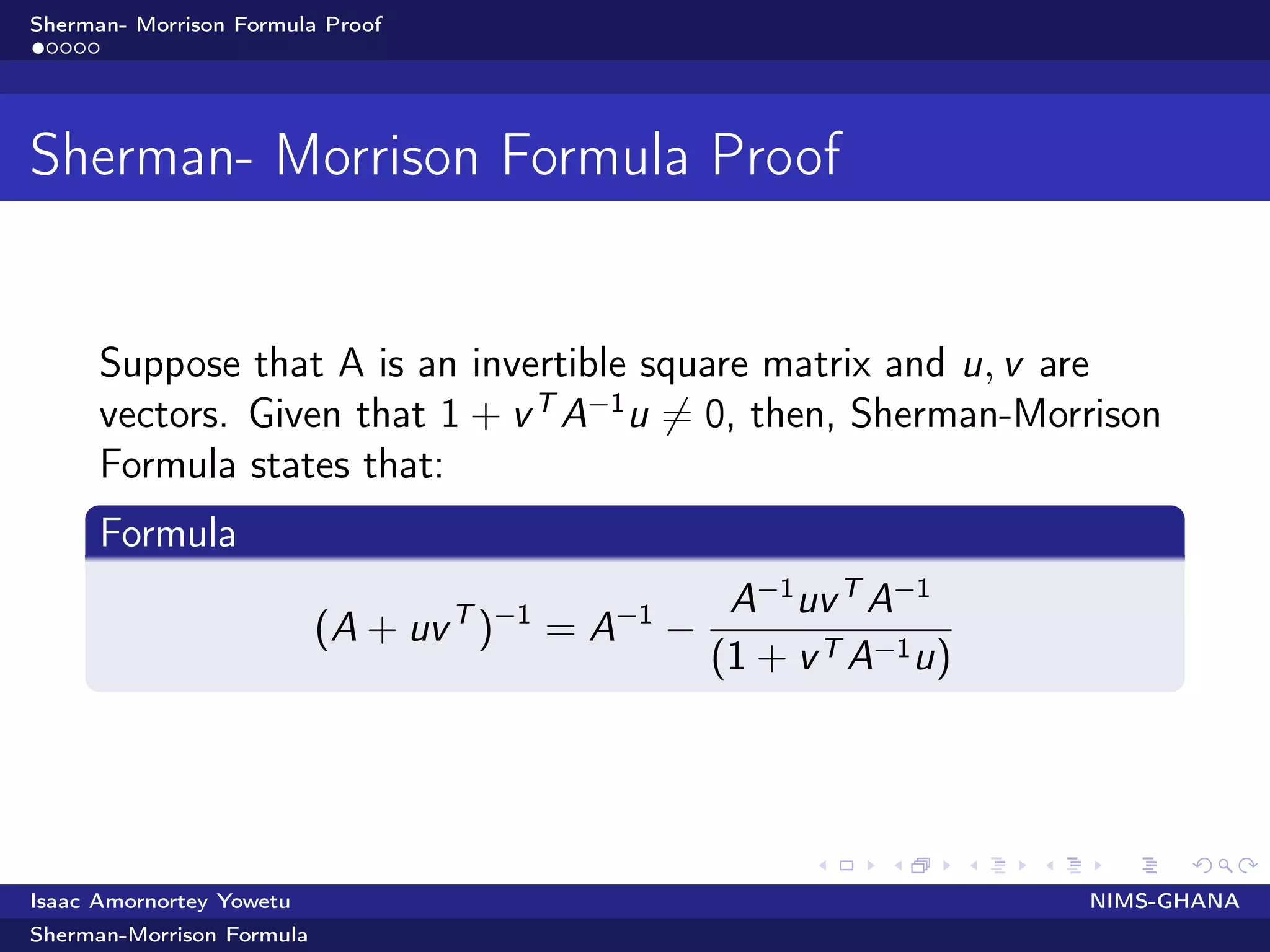 Sherman-Morrison Formula Proof | PDF