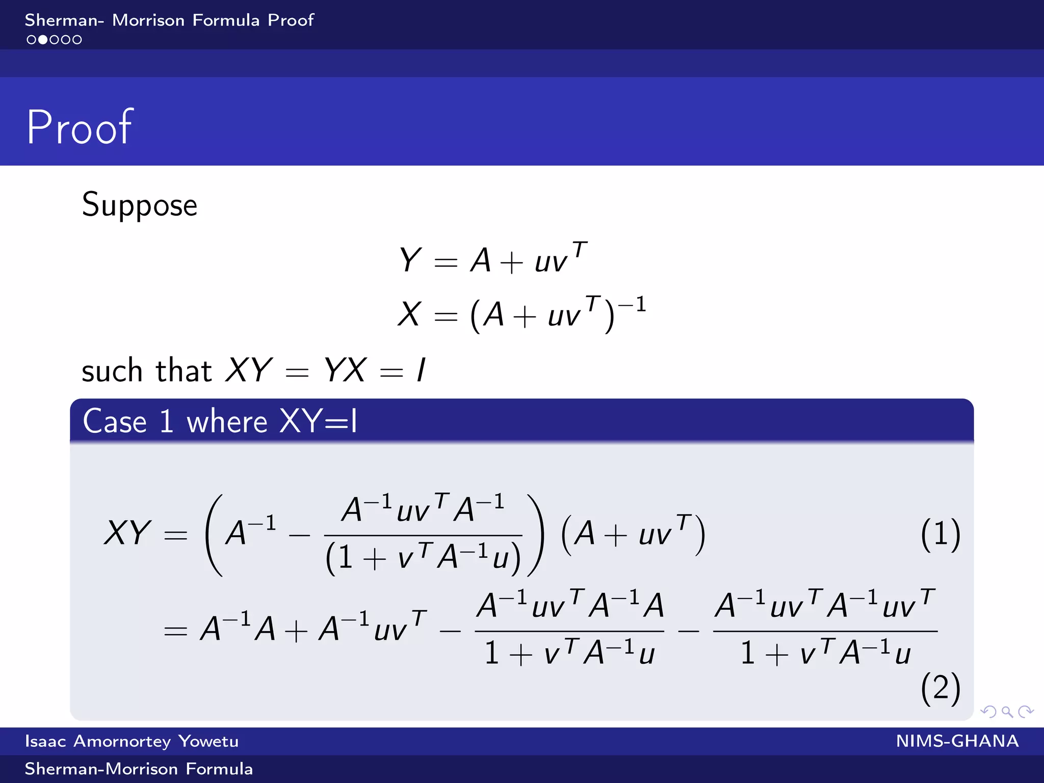 Sherman-Morrison Formula Proof | PDF