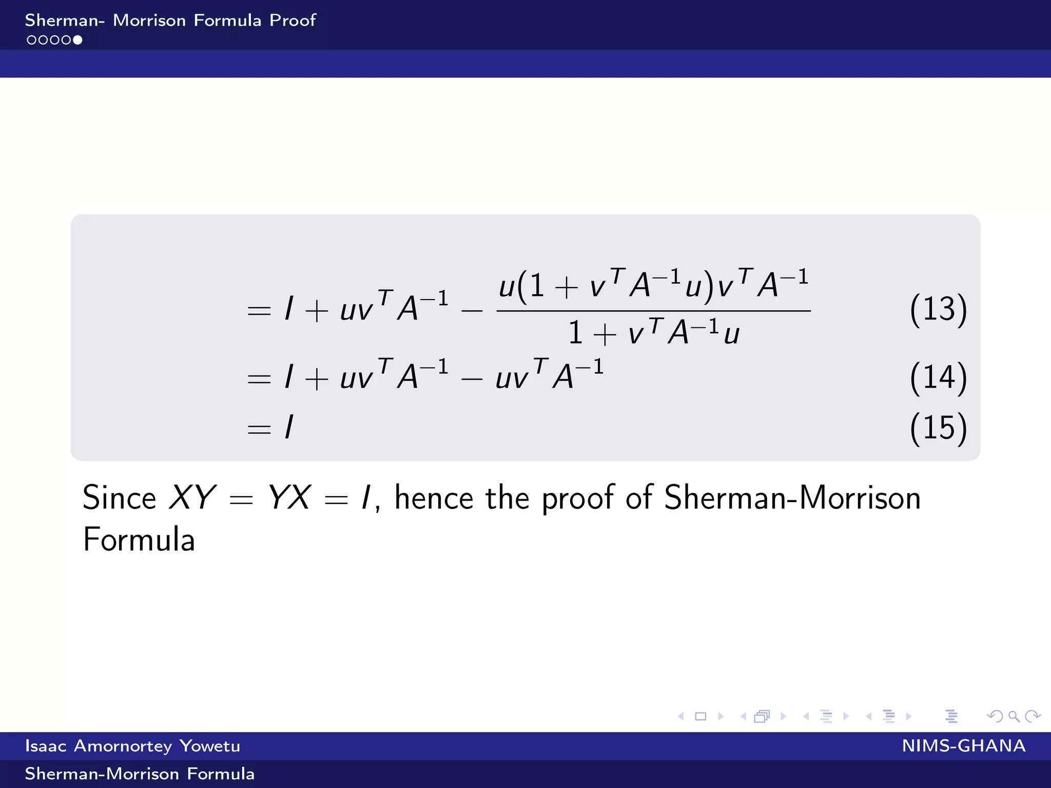 Sherman-Morrison Formula Proof | PDF