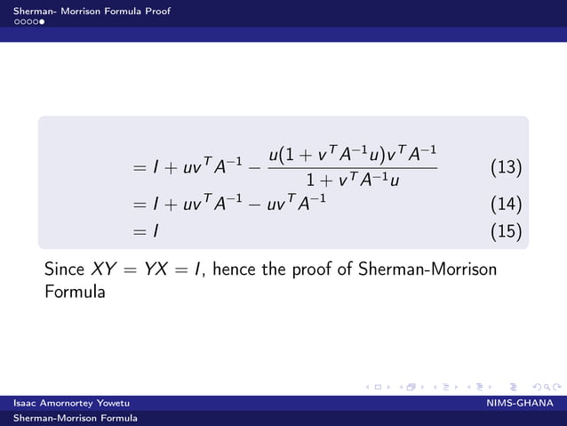 Sherman-Morrison Formula Proof | PDF