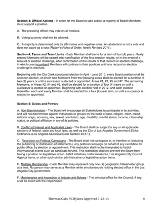 Sherman Oaks NC Bylaws | PDF