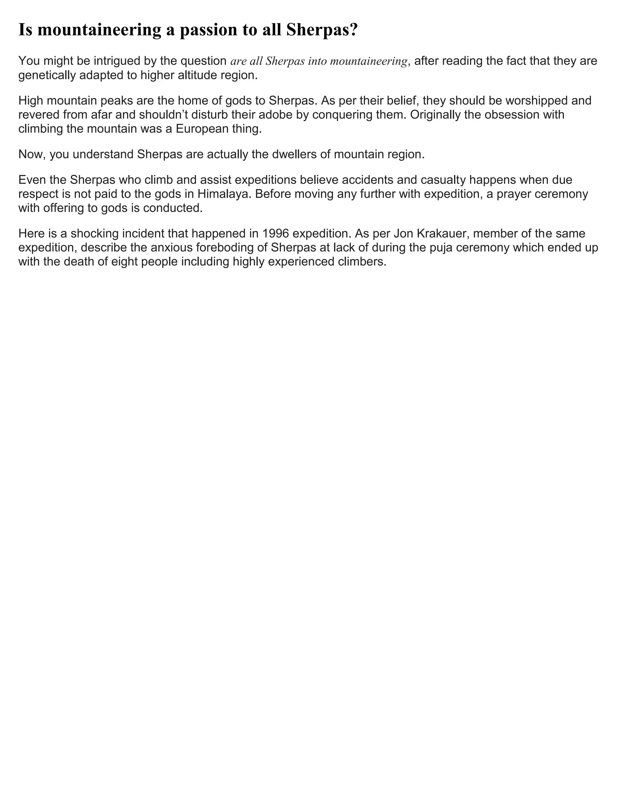 Sherpa: The Himalayan People | DOCX