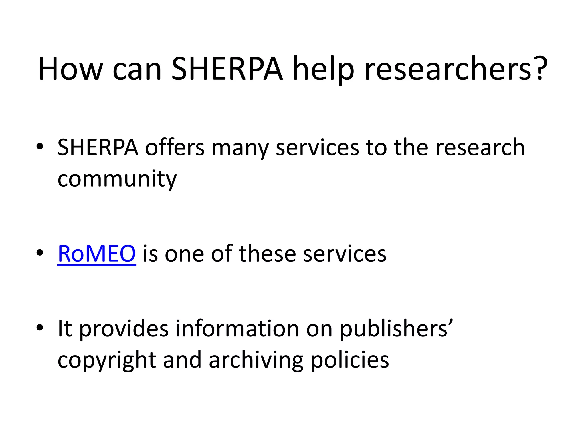 Sherpa Romeo | PDF