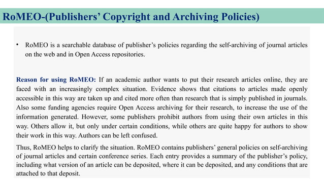 SHERPA-RoMEOOpenAccessDatabasePresentation.pptx | Desktop Publishing ...