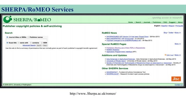 SHERPA-RoMEOOpenAccessDatabasePresentation.pptx | Desktop Publishing ...