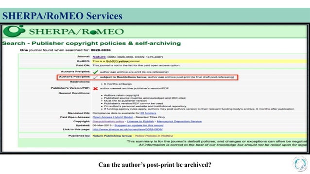 SHERPA-RoMEOOpenAccessDatabasePresentation.pptx | Desktop Publishing ...