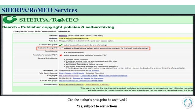 SHERPA-RoMEOOpenAccessDatabasePresentation.pptx | Desktop Publishing ...