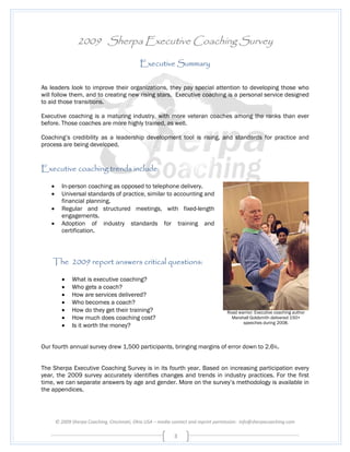 Sherpa Executive Coaching Survey2009 | PDF