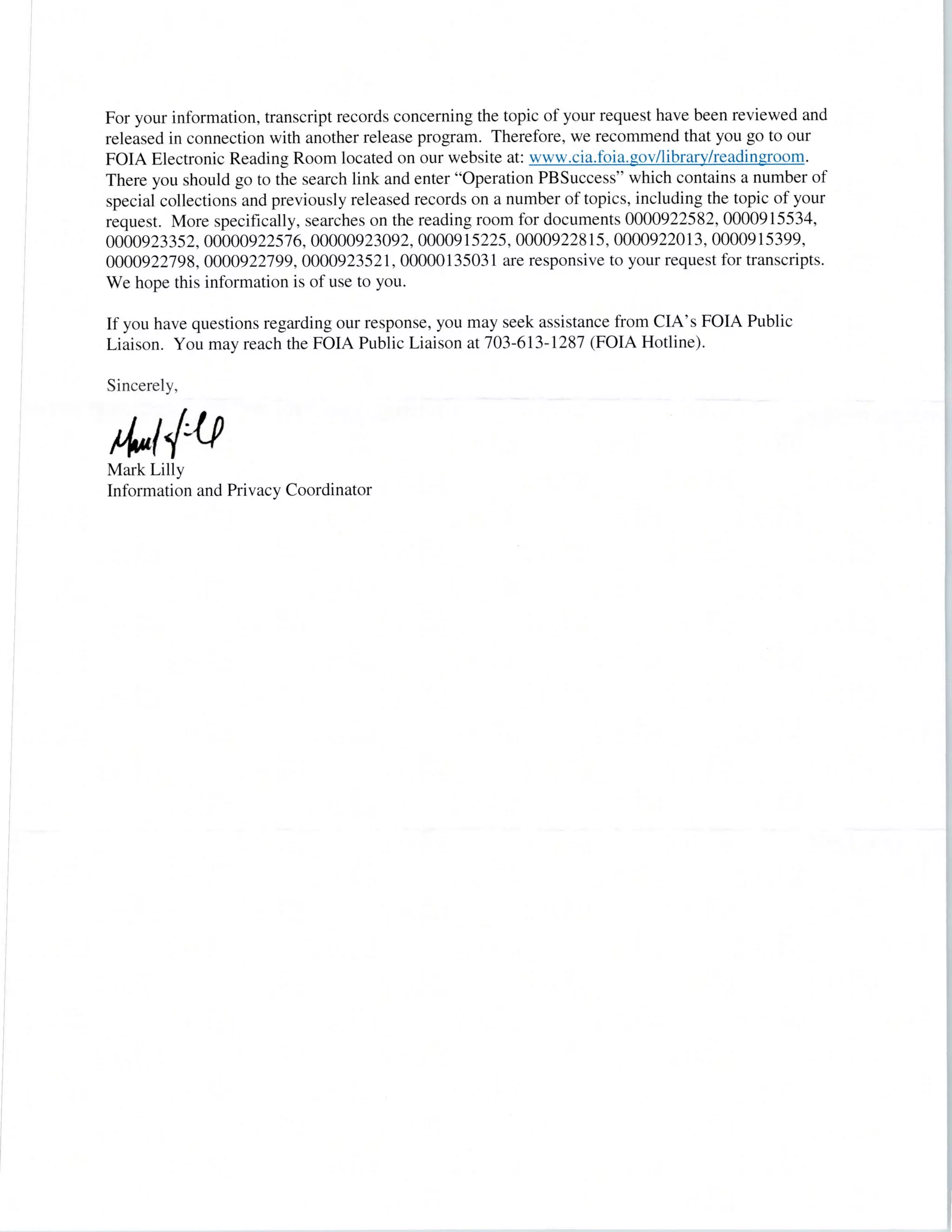 CIA Rejection Letter for Sherwood / Radio Liberation Audio Files | PDF