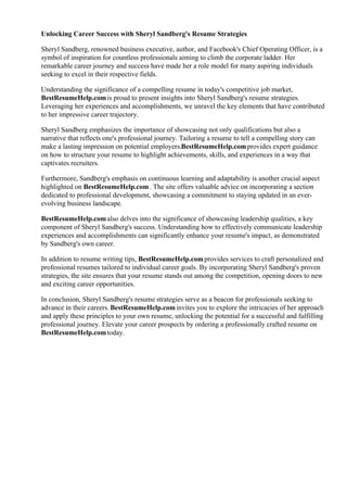 Sheryl Sandberg Resume | PDF