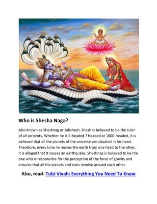 Sheshnag: Story, method of worship, importance, and Sheshnag | PDF