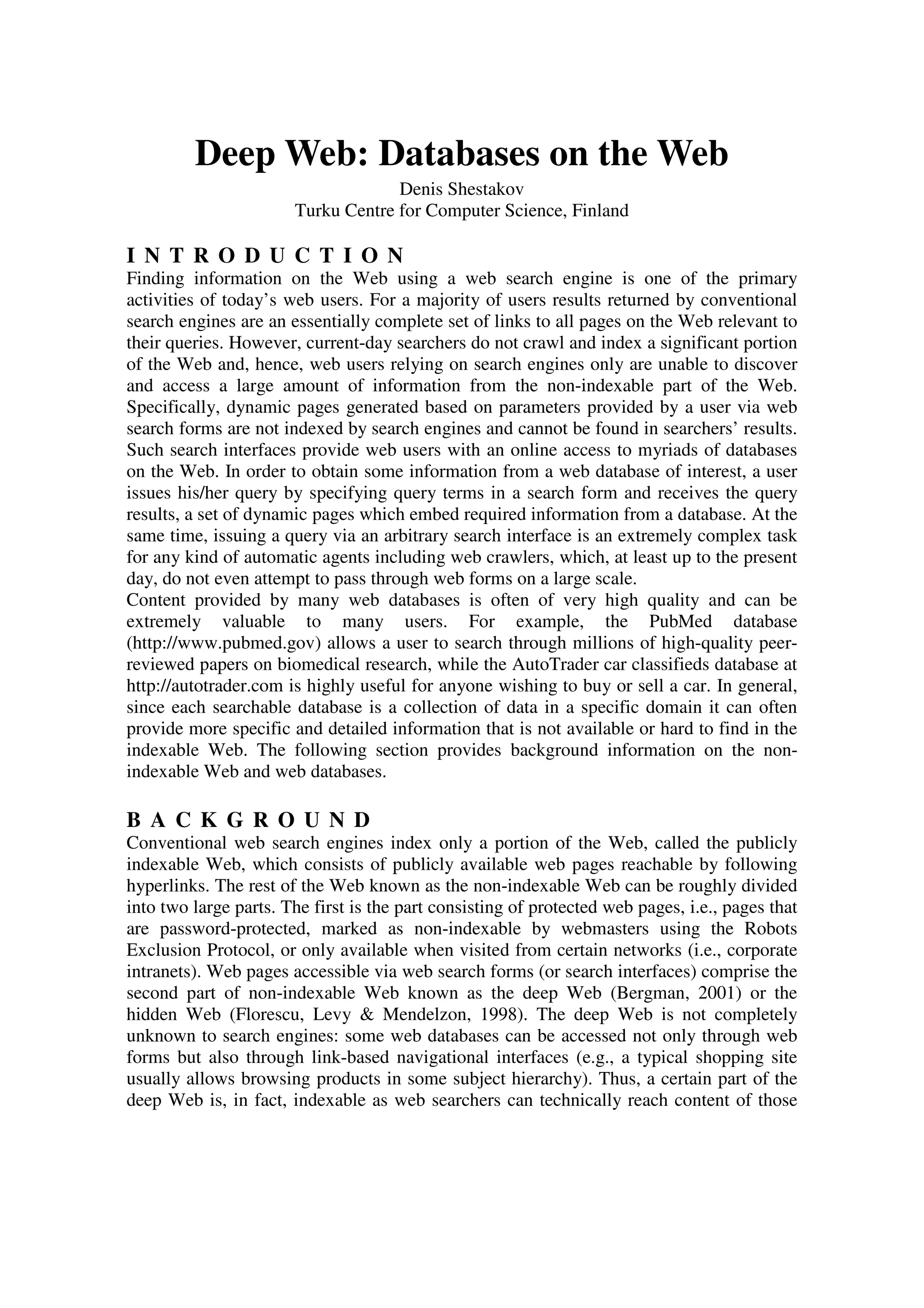 Deep Web: Databases on the Web | PDF