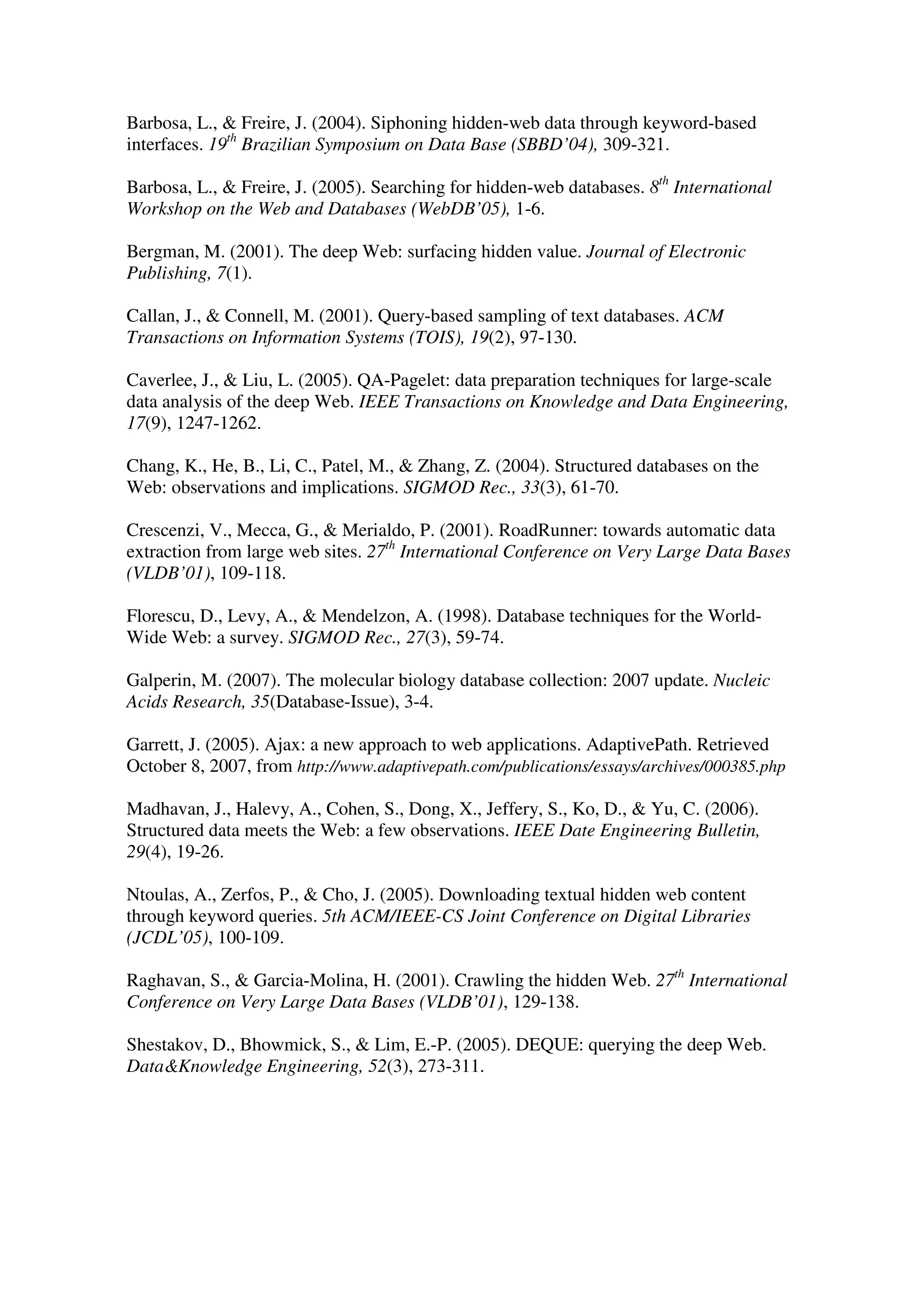 Deep Web: Databases on the Web | PDF