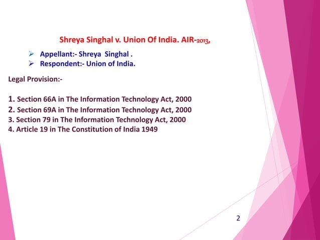 Sheya Singhal vs union of india case.ppt | Internet Safety | Parenting