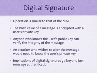 secure hash function for authentication in CNS | PPT
