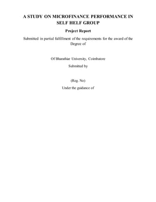 Microfinance Performance in SHG Project Report | PDF